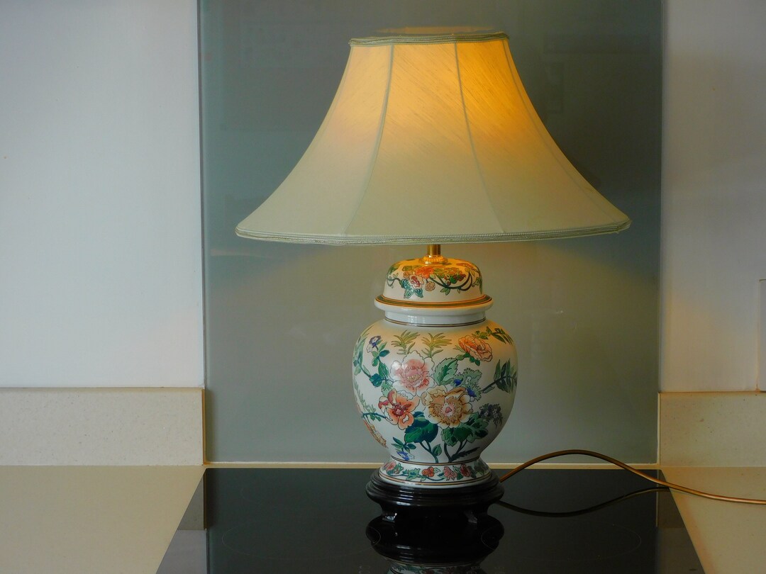 Chinese Table Lamp With Shade, Oriental Table Lamp, - Etsy