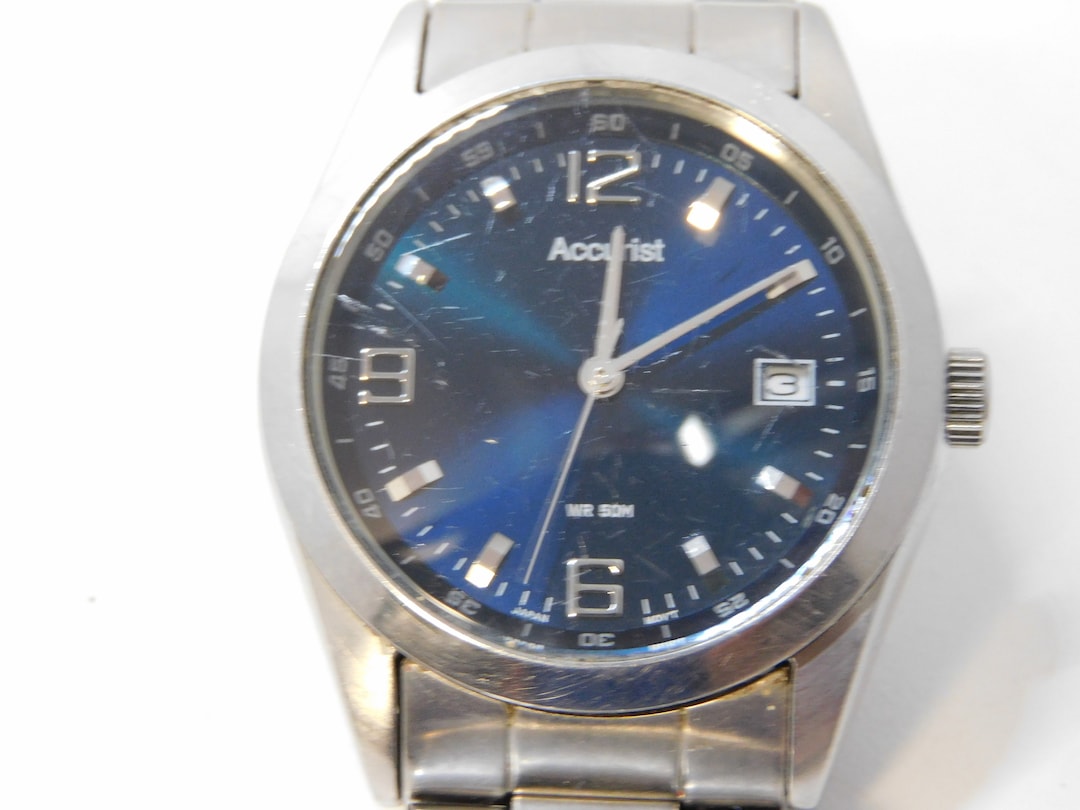 Mens Accurist Blue Face Bracelet Watch - MB419 - 50m - Etsy Singapore