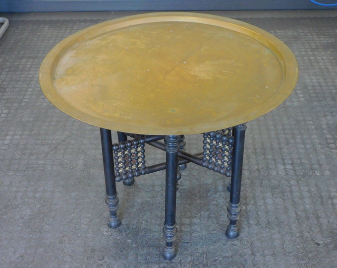 Antique Egyptian Brass Tea Table: Engraved Folding Stand - Etsy