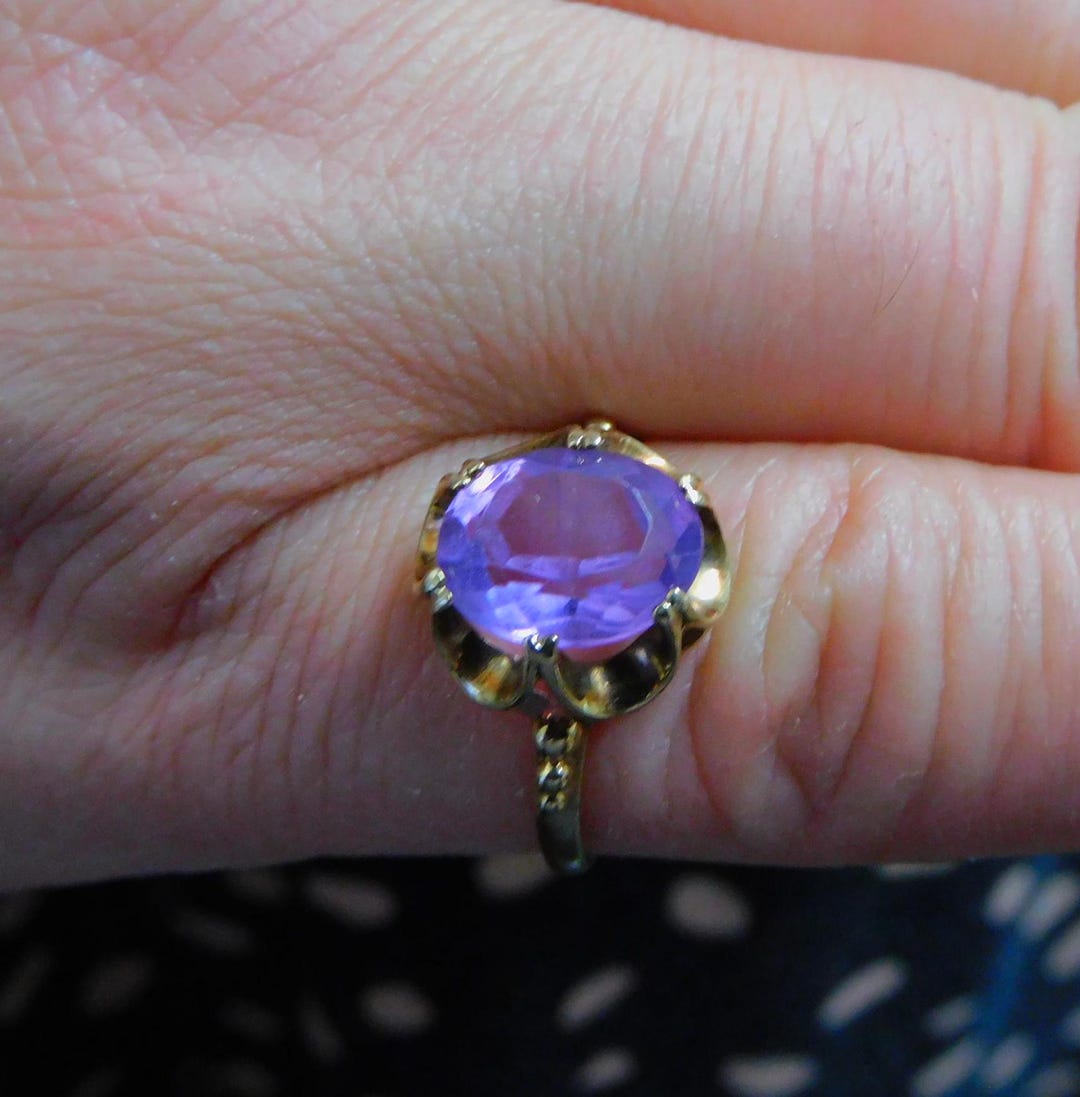 9ct Gold Amethyst Claw Set Ring, Size M - Etsy Australia