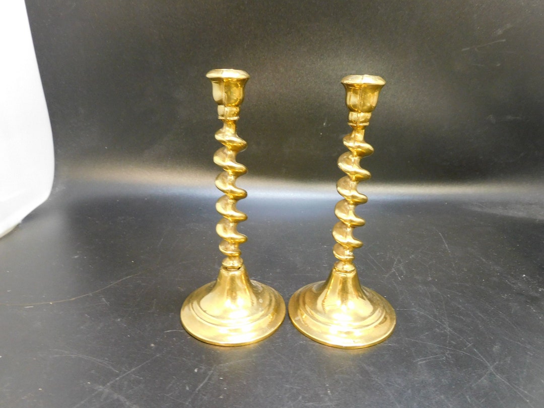 Pair of Spiral Stem Candlestick Holders, 5 Inch Candlestick Holders ...