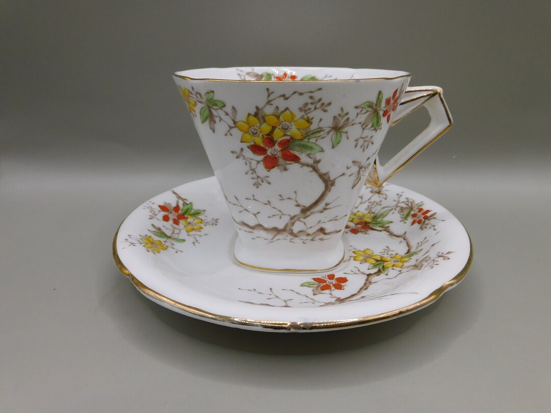 Vintage Royal Standard Cup and Saucer, Floral Design, Art Deco Design ...