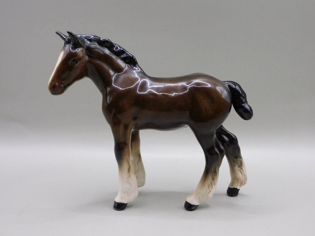 Scarse Vintage Beswick Shire Foal Dark Brown Gloss - Made in England ...