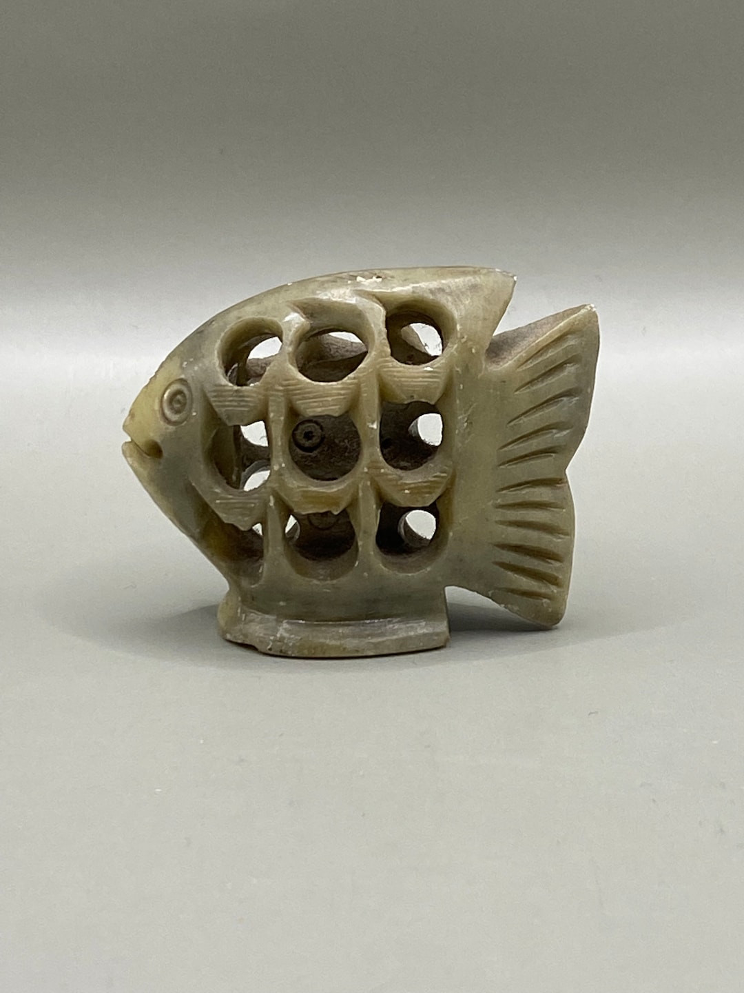 Chinese Soapstone Hand Carved Fish Inside a Fish, Vintage Soapstone ...