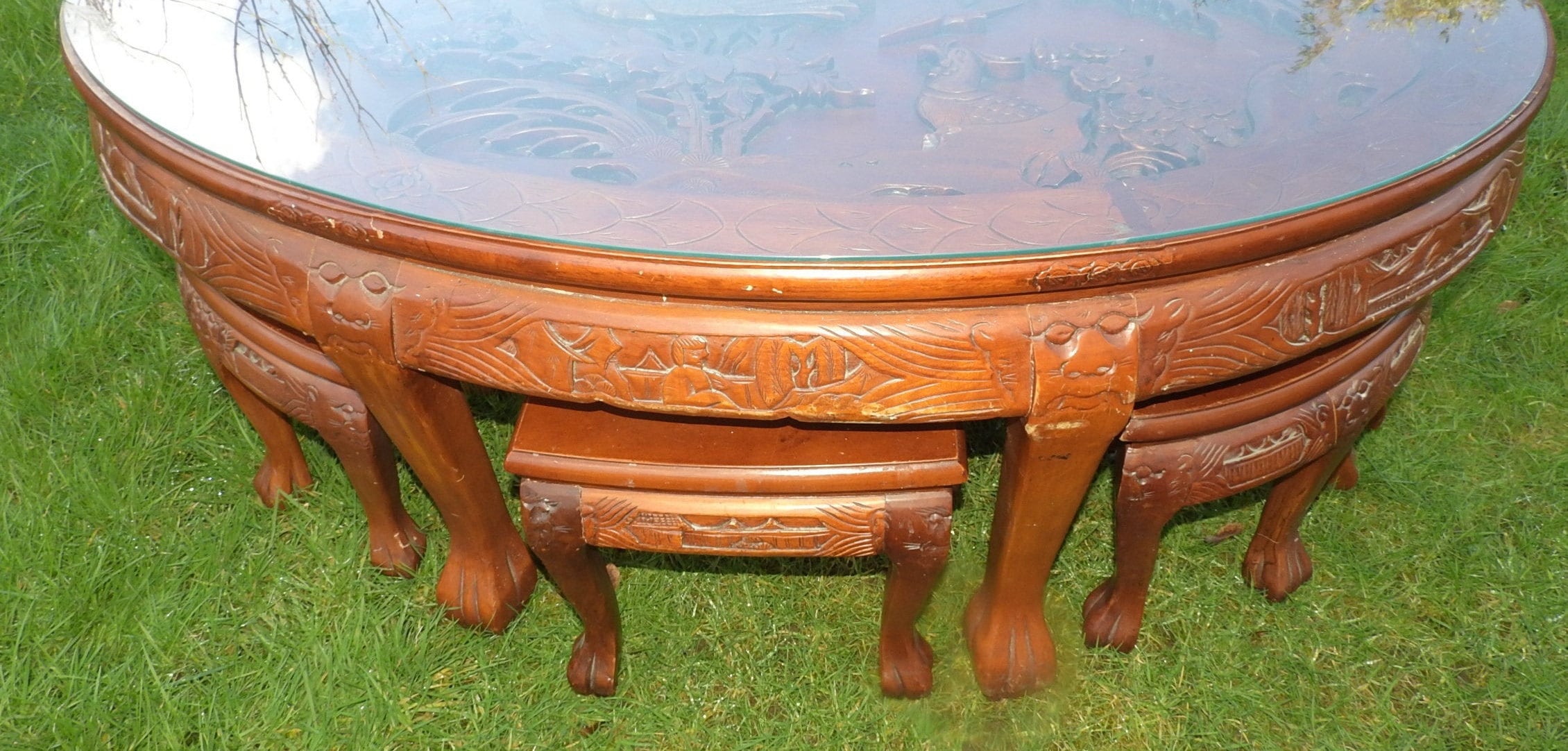 Set of Vintage Chinese Hand Carved With Exotic Birds Table and - Etsy UK