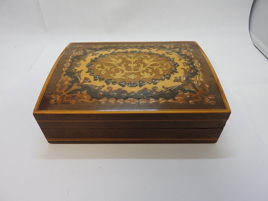 Inlaid Wooden Dome Top Box: Vintage Handmade Jewelry Box - Etsy