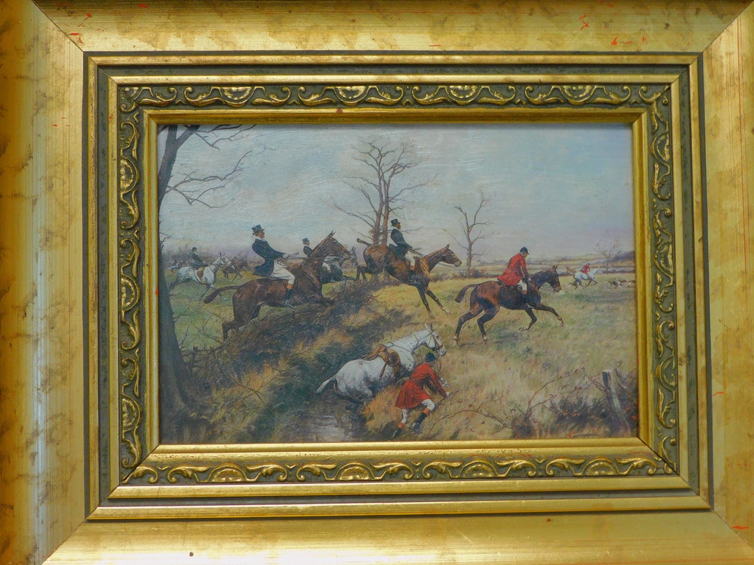 Hunting Oil on Board in Gilt Frame, Fox Hunting, - Etsy