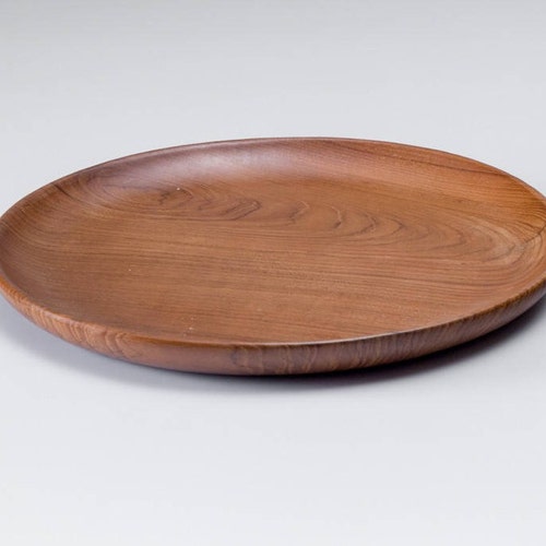 Natural Real Solid Wood Round Plate Pizza Tray Tableware - Etsy