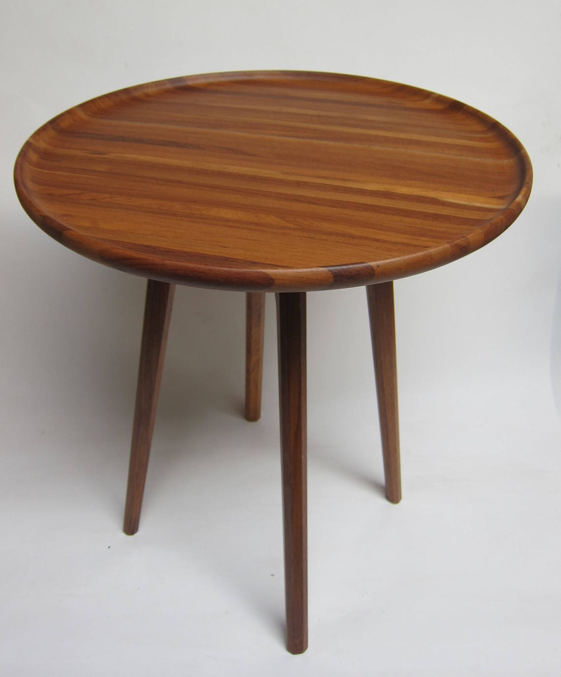 Teak Wood Round Side Table | Etsy