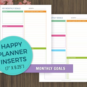 Happy Planner Pages, Monthly Goal Tracker Printable, Goal Planner ...