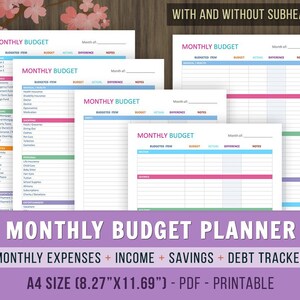 A4 Monthly Budget Planner Monthly Budget Printables A4 - Etsy Canada