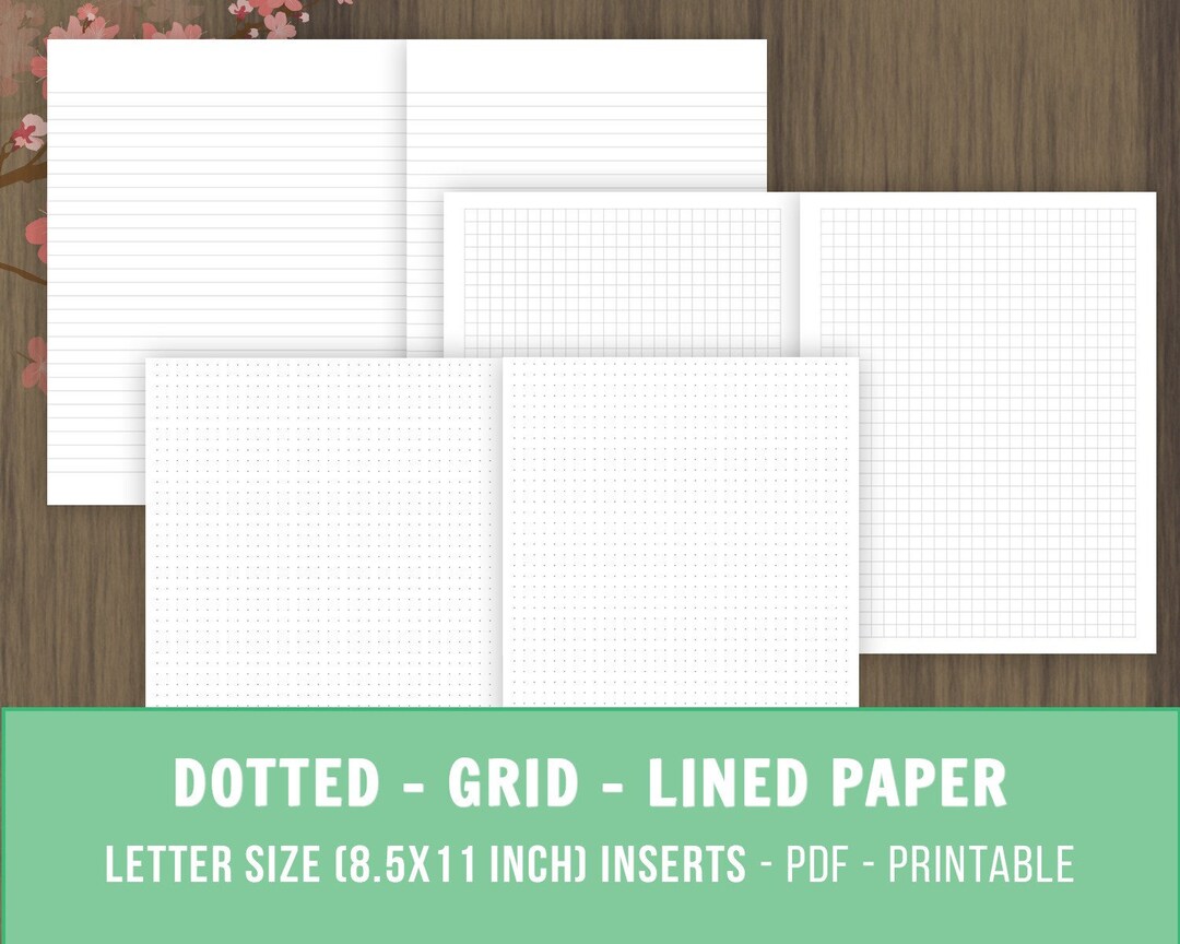 Dotted, Grid and Lined Paper Printable, Letter Size Planner Inserts ...