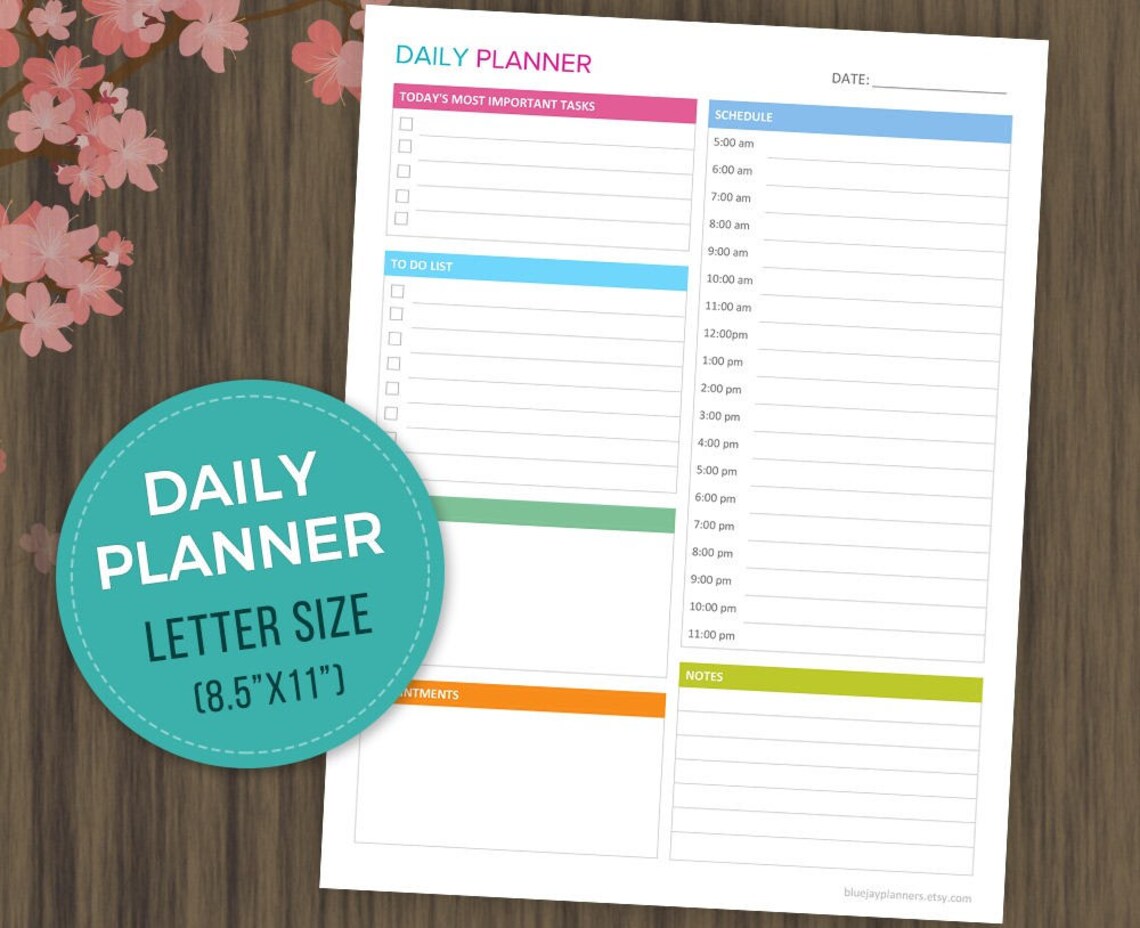 Daily Planner Printable, Everyday Organizer, Daily Schedule, Daily ...