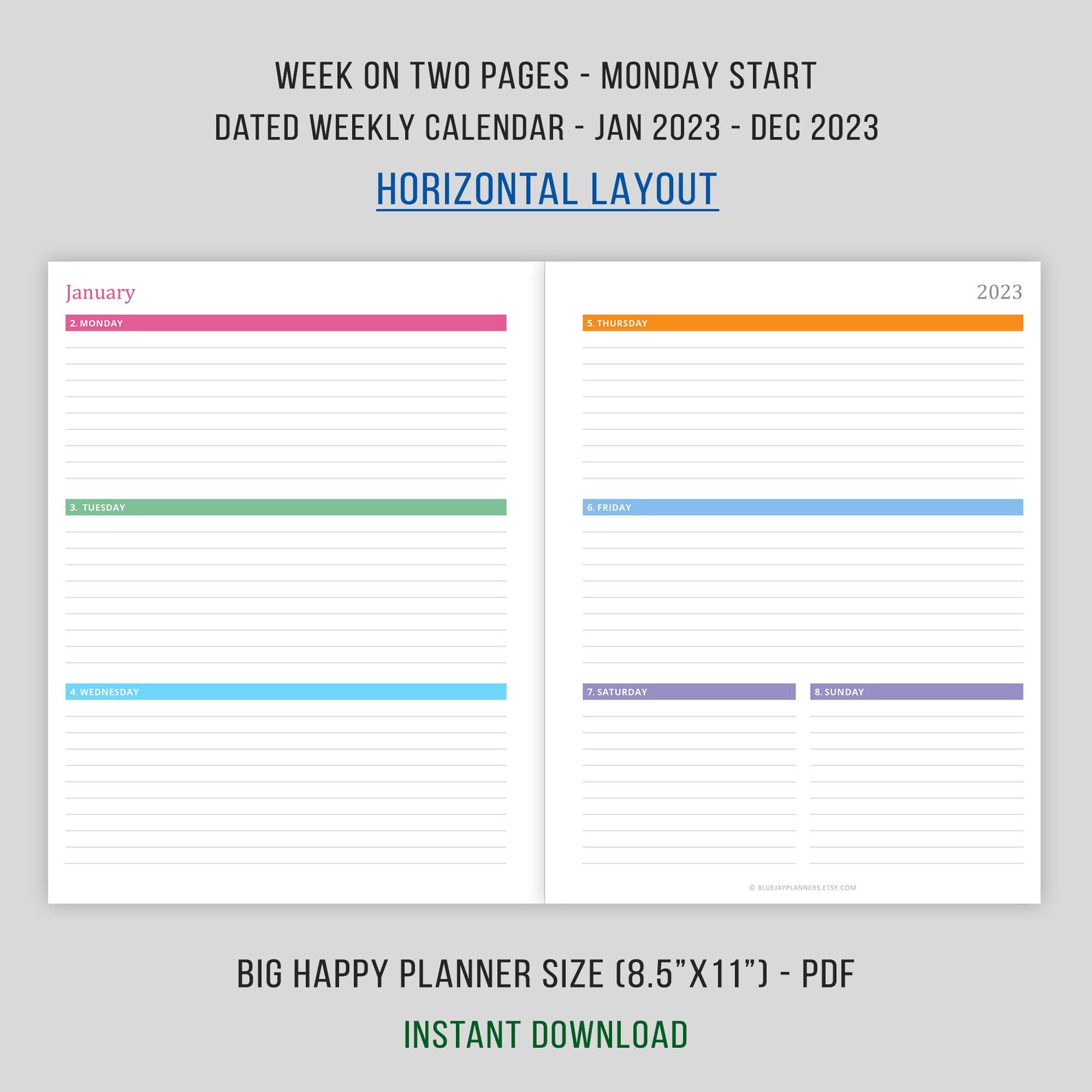 Weekly Planner 2023 Inserts Printable Big Happy Planner - Etsy Israel