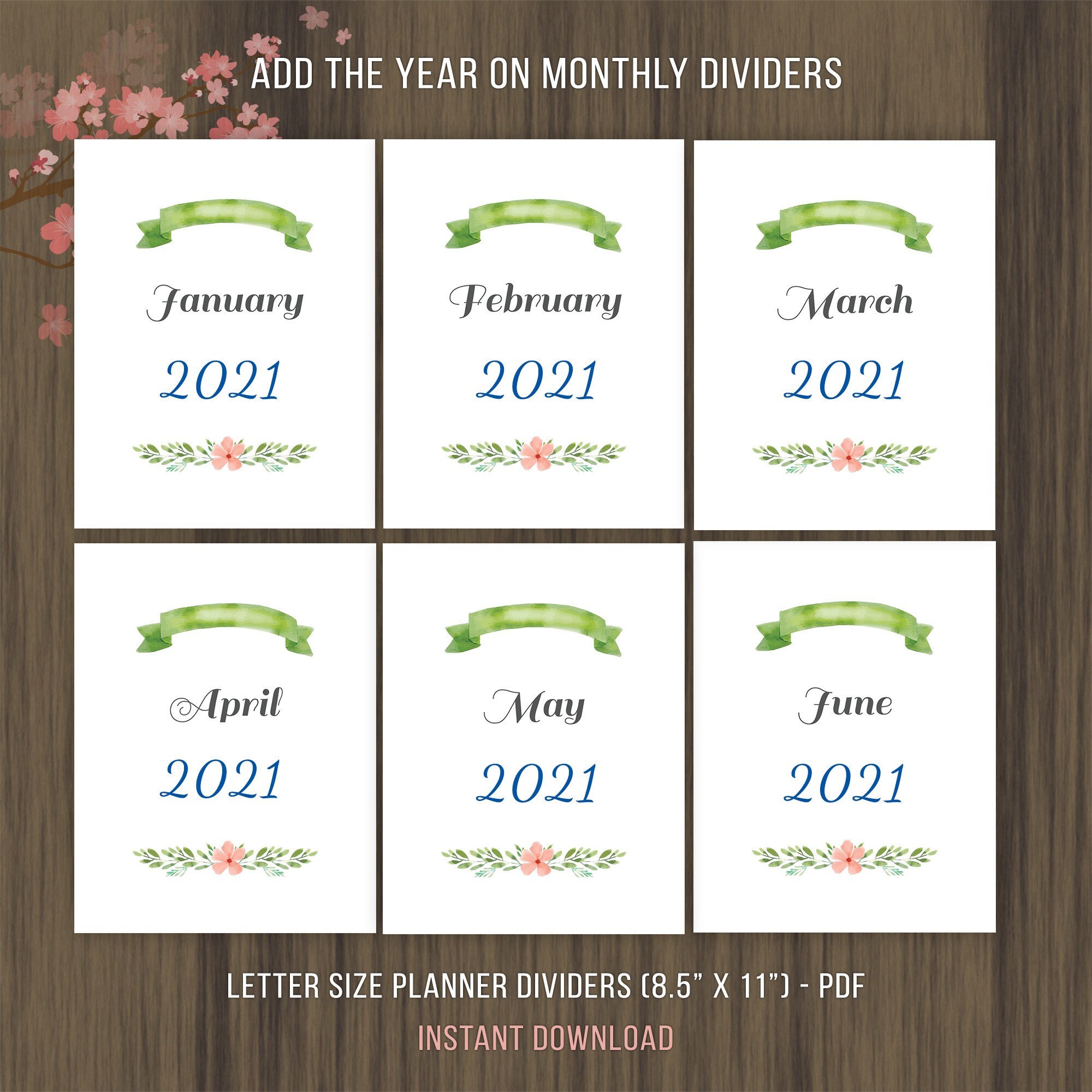 Planner Dividers Printable, Planner Tabs, Monthly Tabs, Planner ...