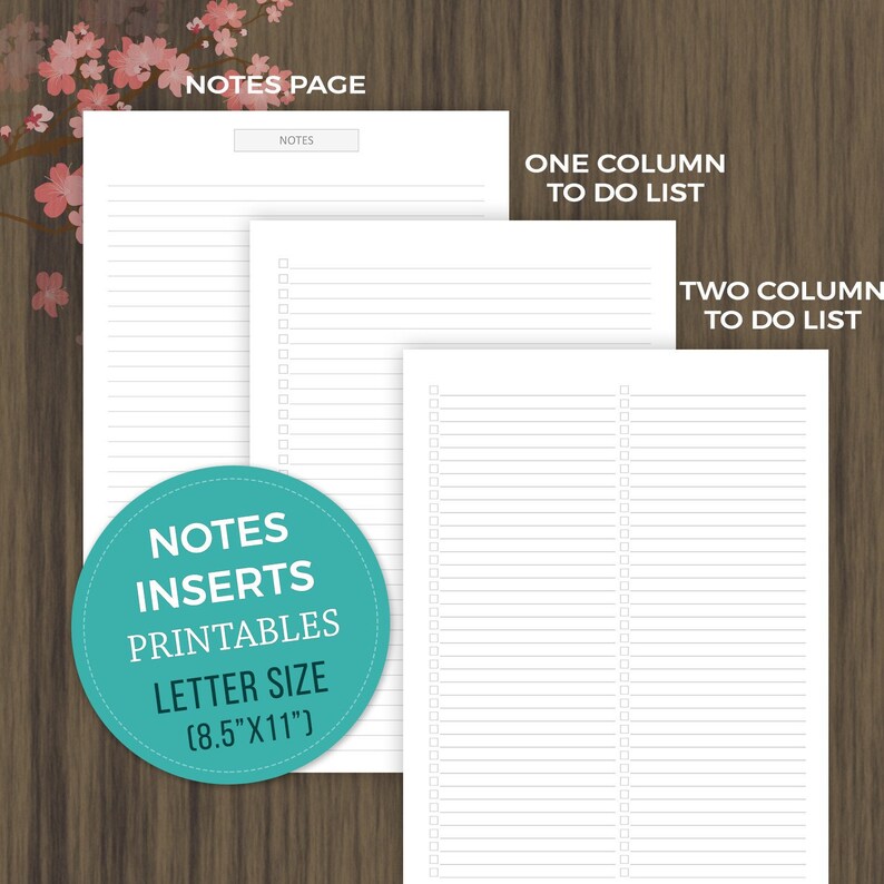 Lined Notes Inserts Planner Printable Inserts Journal - Etsy