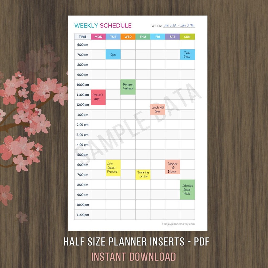 Weekly Schedule Planner, Weekly Planner Inserts, Weekly Agenda, Weekly ...