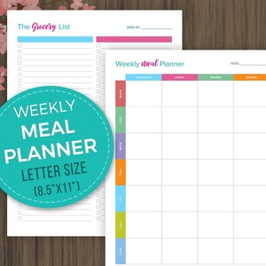 Weekly Meal Planner, Printable Weekly Menu Planner, Grocery List ...