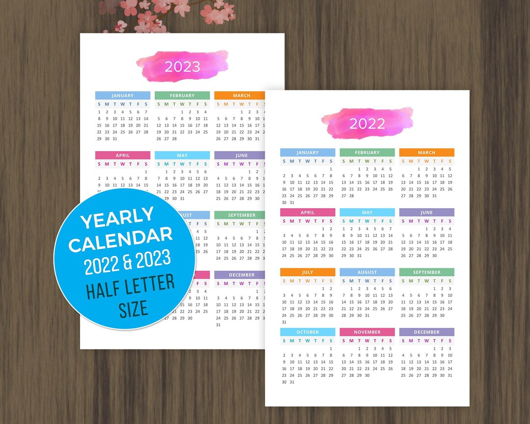Printable Calendar 2022 2023 Desktop Calendar Yearly Wall - Etsy België