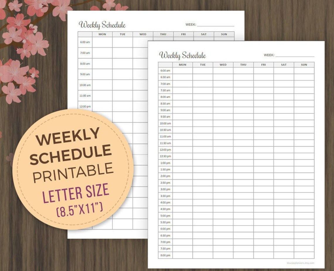 Weekly Schedule Printable Planner, Weekly Planner Pages, Weekly Planner ...
