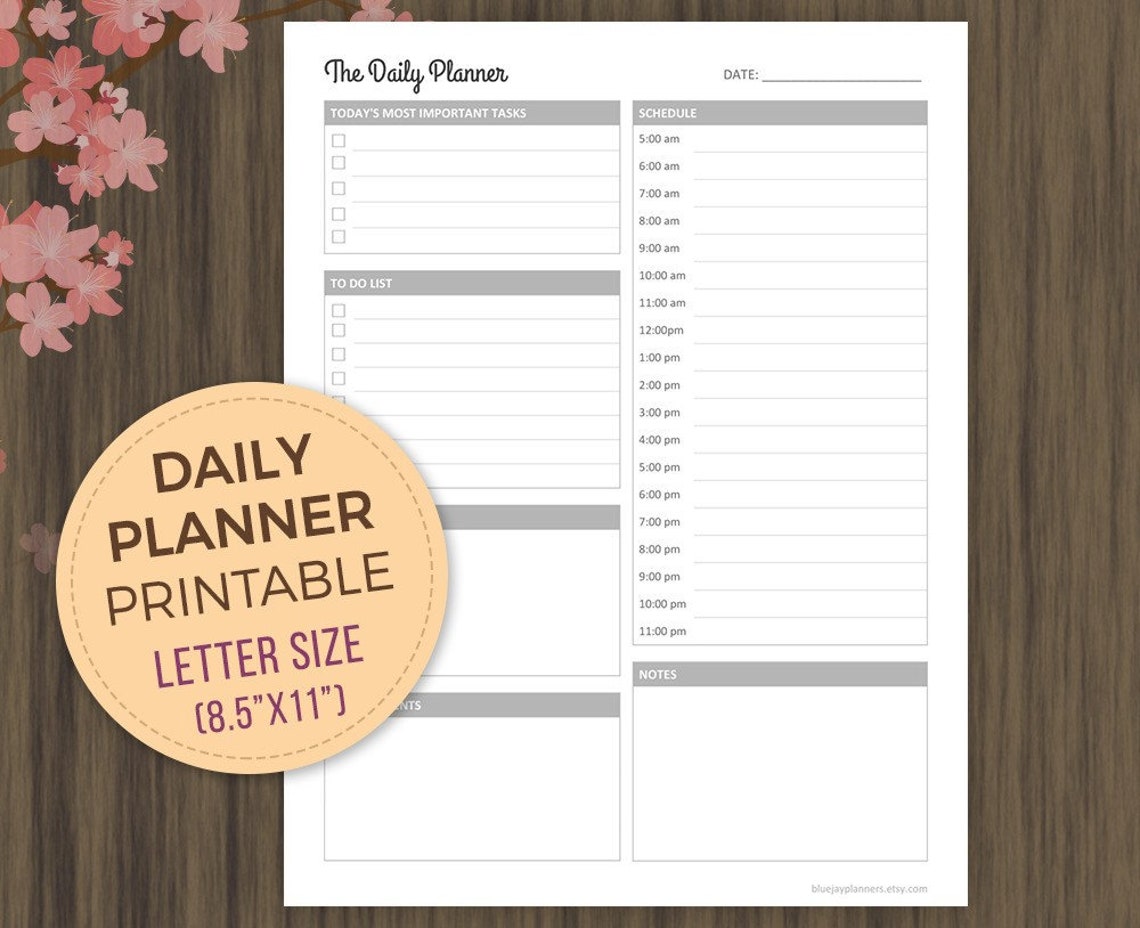 Daily Planner Printable Inserts, Everyday Organizer, Planner Printable ...