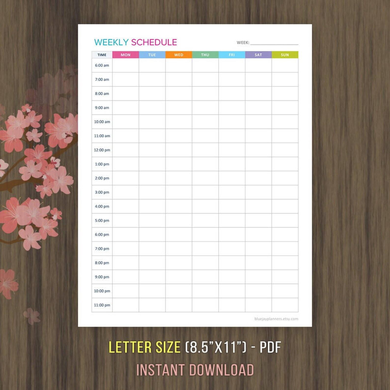 Weekly Schedule Planner, Weekly Planner Inserts, Weekly Agenda, Weekly ...