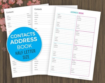 Contact Page Printable Address Book Pages Filofax Inserts | Etsy