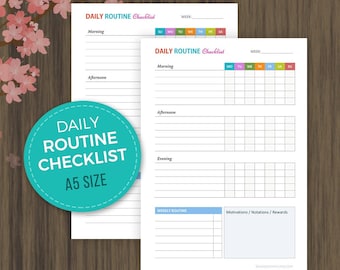 Daily Routine Checklist Morning Afternoon Evening Routine | Etsy