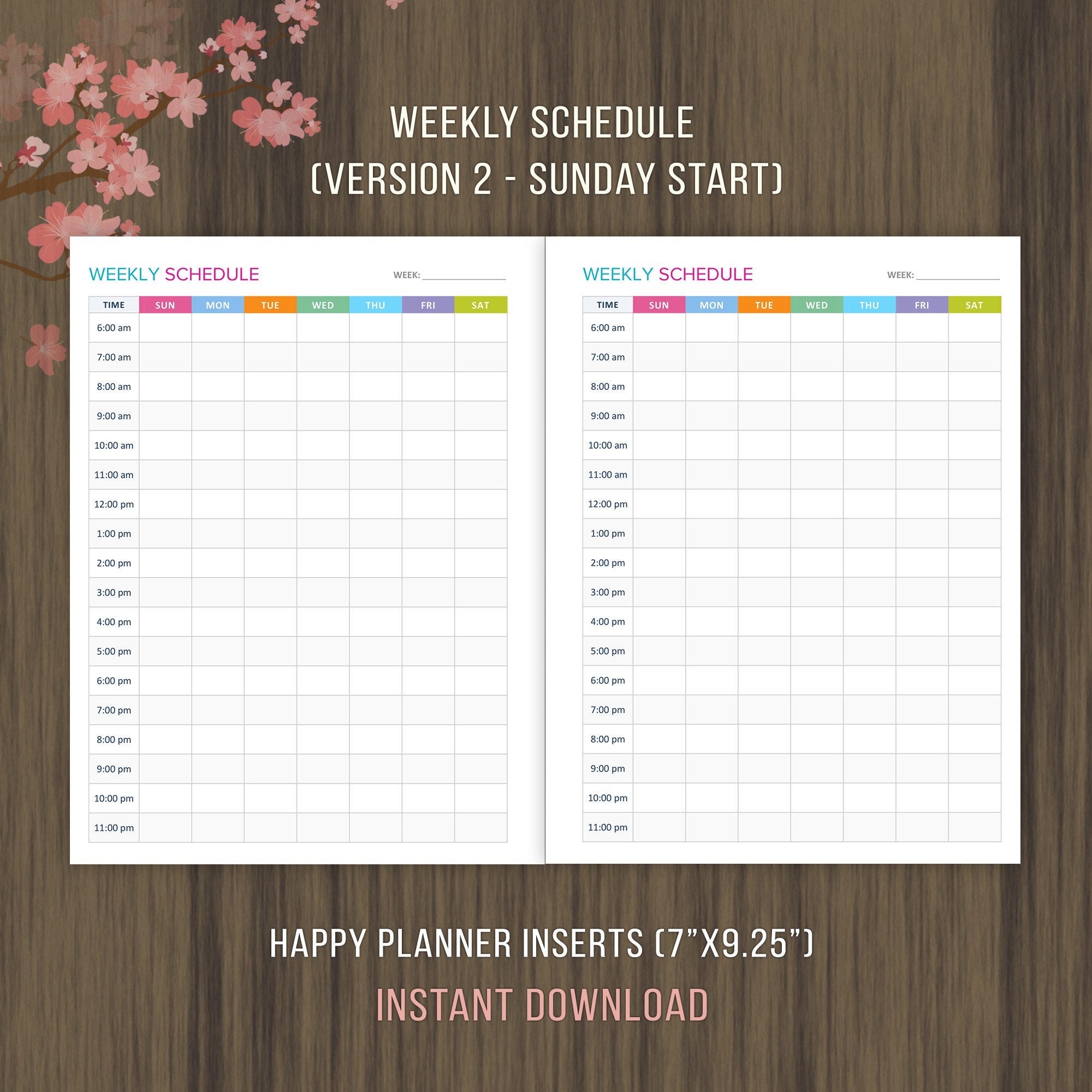 Happy Planner Pages, Weekly Schedule Planner, Weekly Planner Inserts ...
