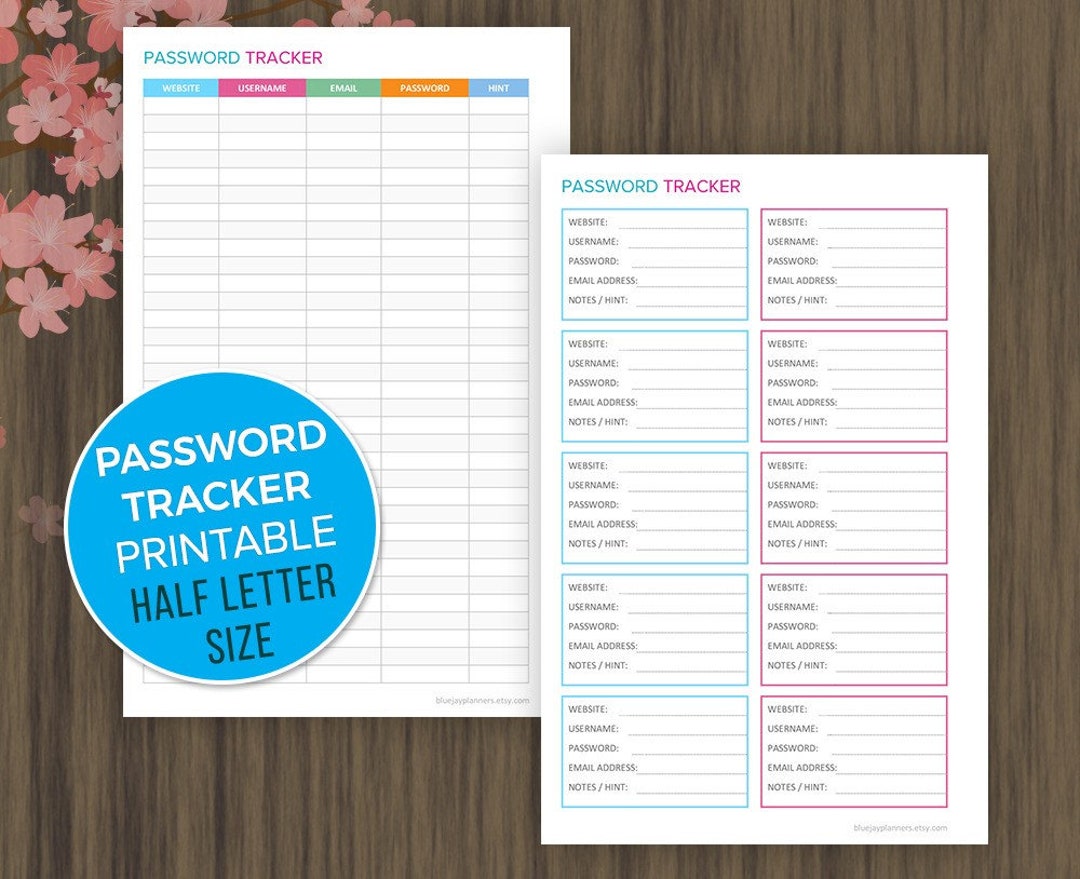 Password Tracker Printable, Password Log, Password Organizer, Planner ...