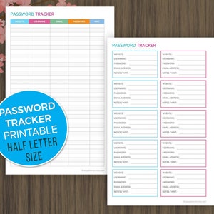 Password Tracker Printable, Password Log, Password Organizer, Planner ...