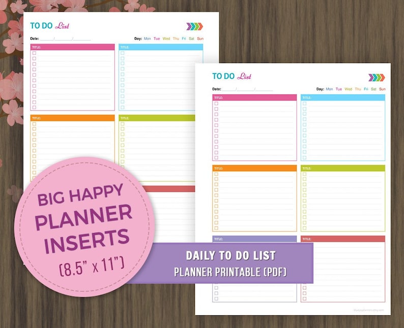 Big Happy Planner Inserts, Daily to Do List, Todo Planner, Daily to Do ...