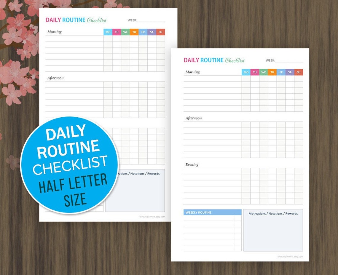 Daily Routine Checklist, Morning, Afternoon, Evening Routine, Printable ...