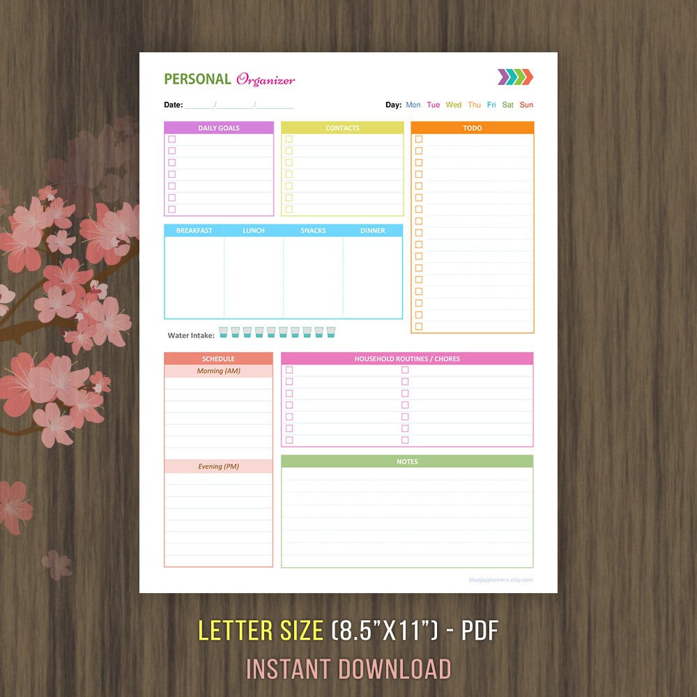 Personal Organizer Daily Planner Todo List Daily Organizer - Etsy