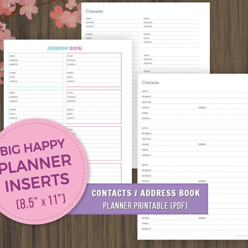 Happy Planner Mini CONTACTS Printable Insert Contact Pages - Etsy