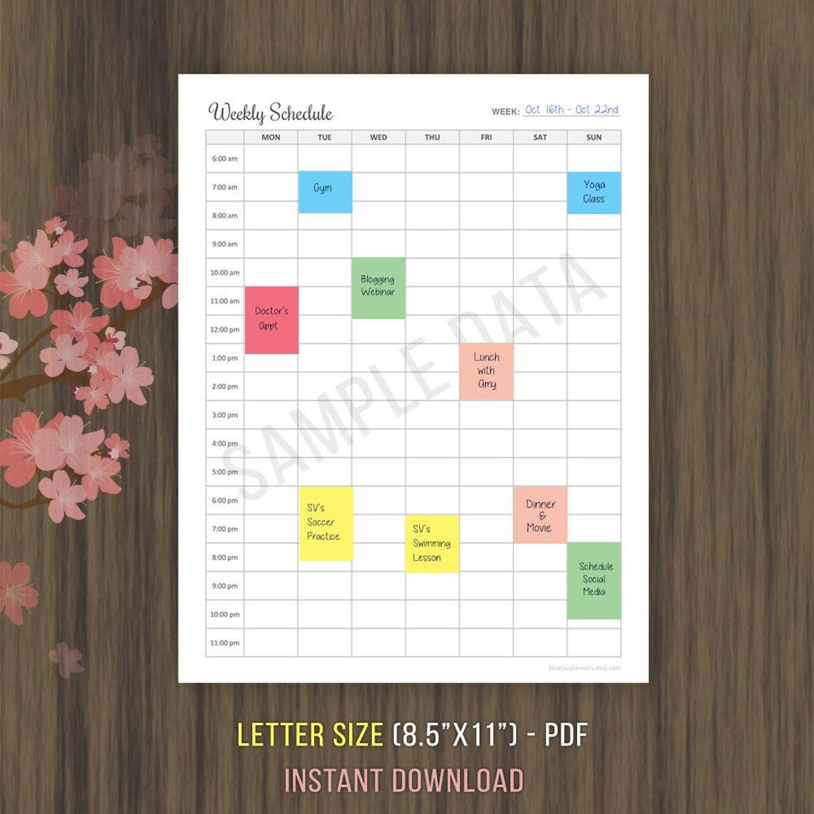 Weekly Schedule Printable Planner, Weekly Planner Pages, Weekly Planner ...