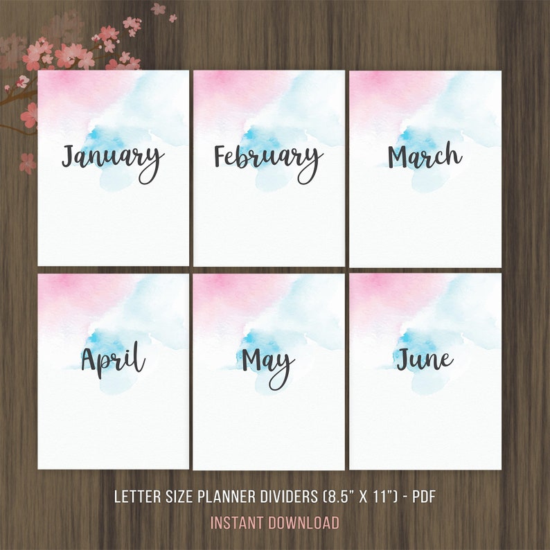 Planner Dividers Printable Planner Tabs Monthly Tabs - Etsy