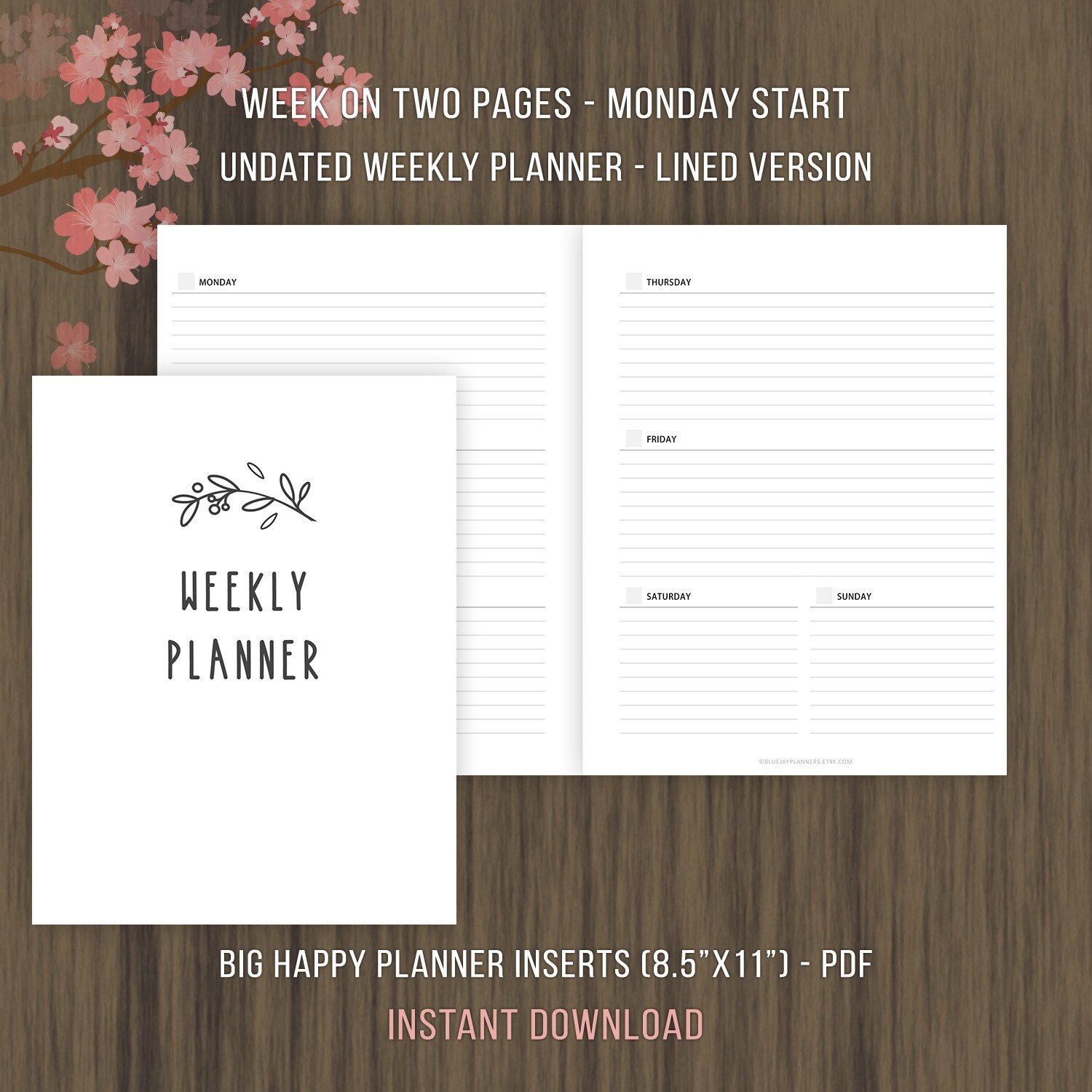 Big Happy Planner Inserts, Undated Weekly Planner Inserts Printable ...