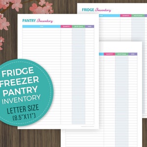 Fridge, Freezer and Pantry Inventory Checklist, Meal Planning, Kitchen ...