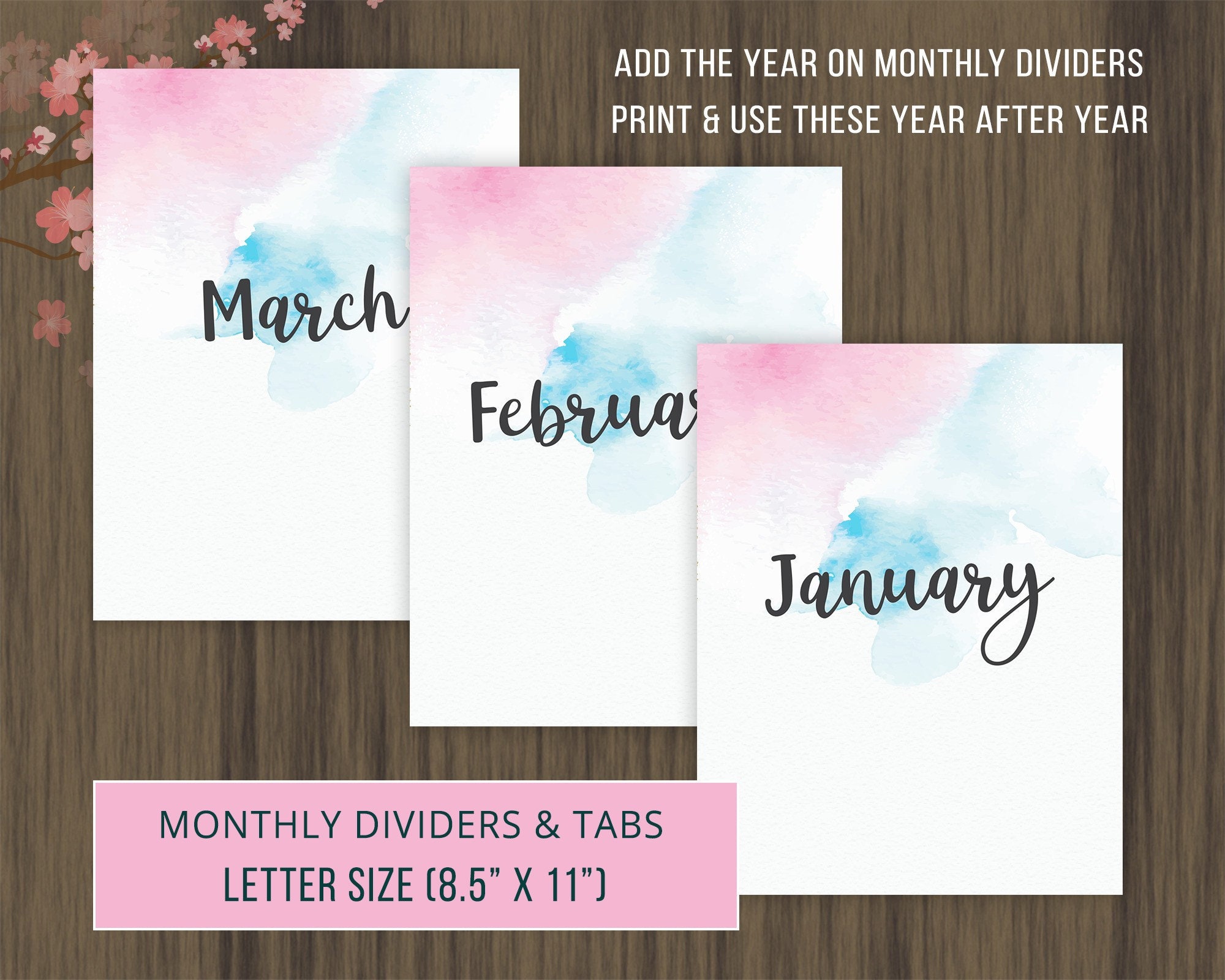 Planner Dividers Printable, Planner Tabs, Monthly Tabs, Planner ...