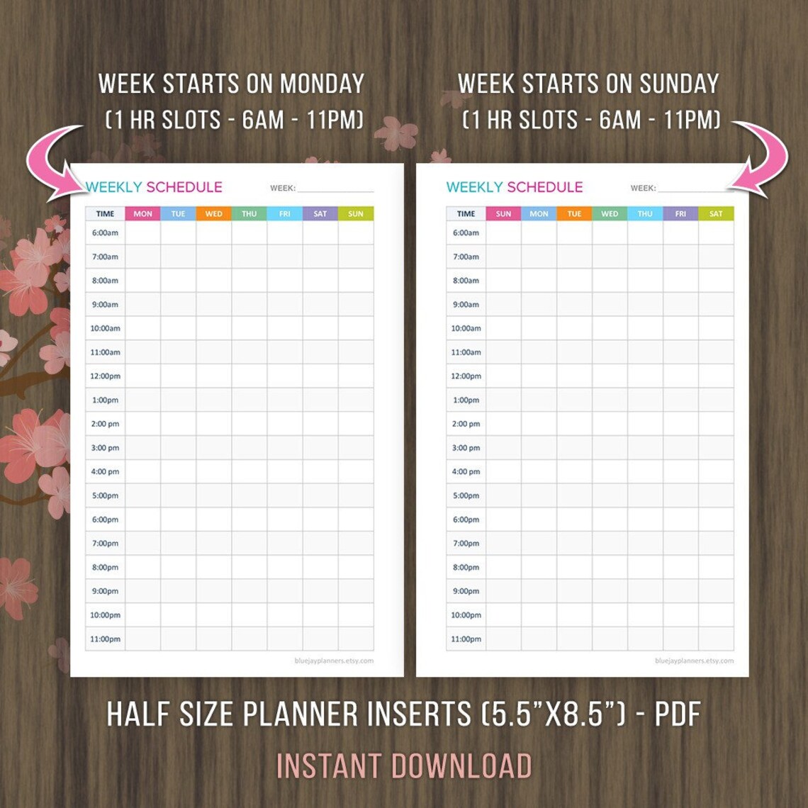 Weekly Schedule Planner, Weekly Planner Inserts, Weekly Agenda, Weekly ...