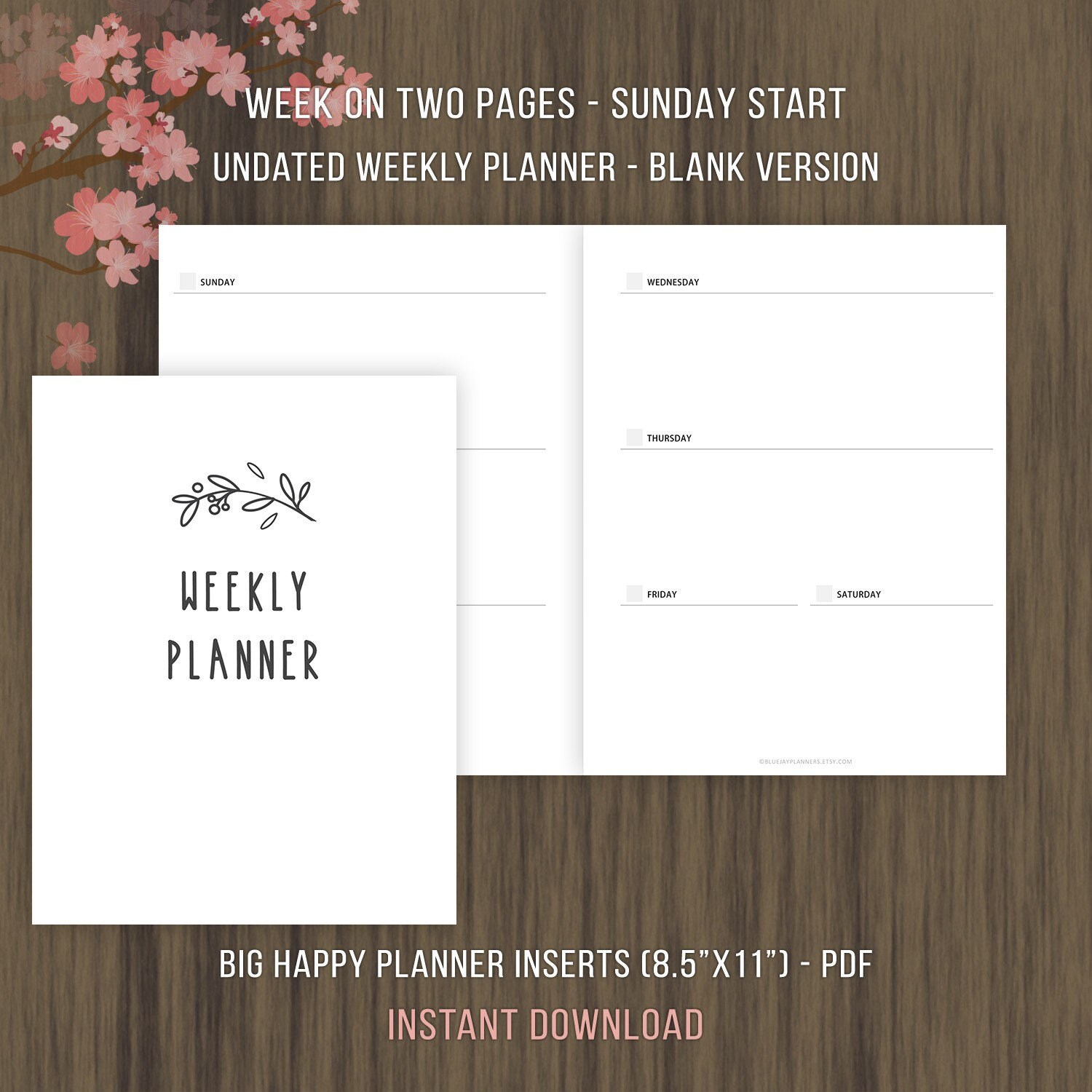 Big Happy Planner Inserts, Undated Weekly Planner Inserts Printable ...