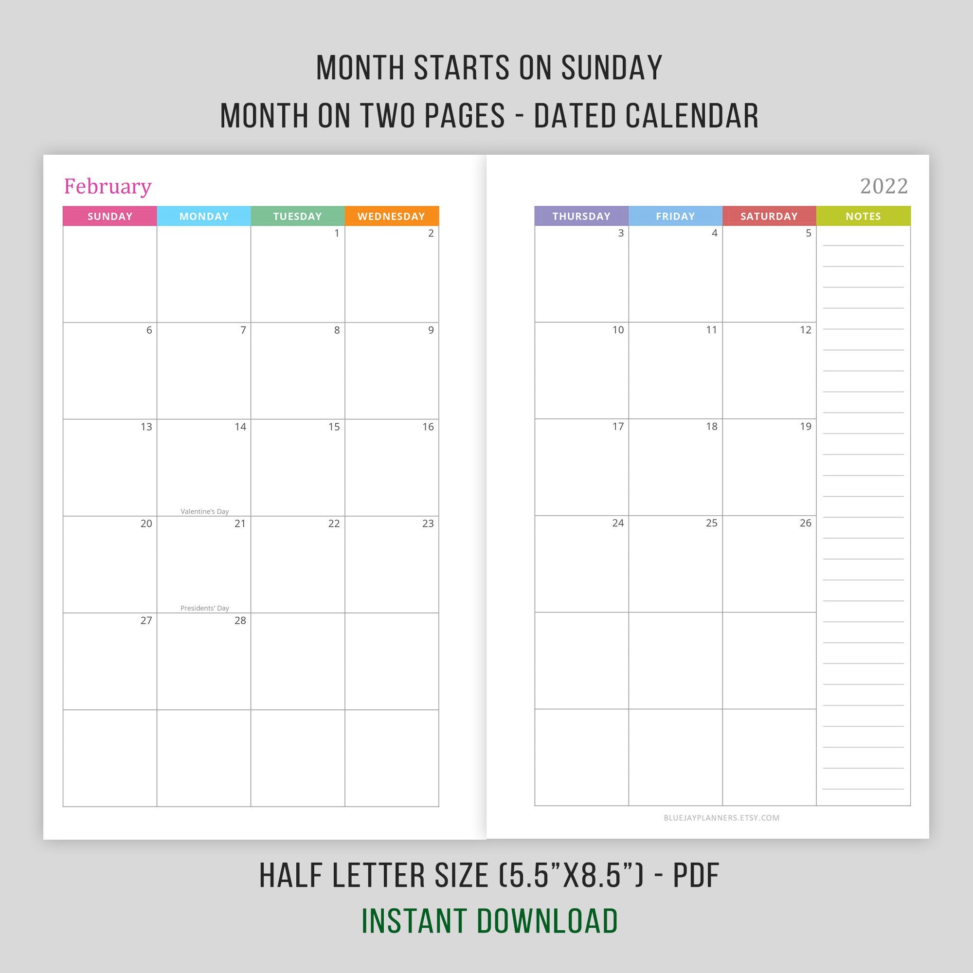 Monthly Planner 2022 Printable Planner Inserts MO2P Dated Etsy