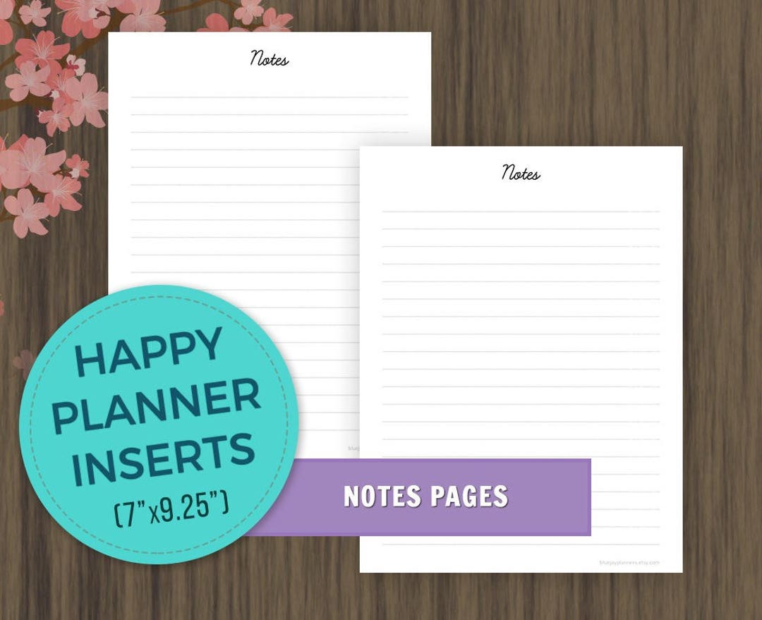 Happy Planner Inserts, Notes Pages Printable, Happy Planner Refill ...