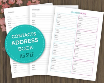 Contact Page Printable Address Book Pages Filofax Inserts | Etsy