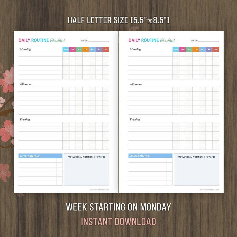Daily Routine Checklist, Morning, Afternoon, Evening Routine, Printable ...