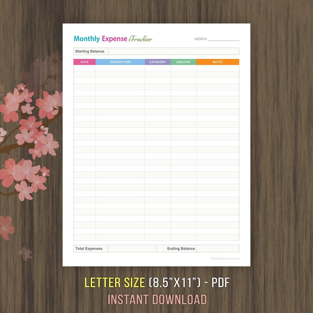 Monthly Expense Tracker Budget Planner Finance Planner - Etsy