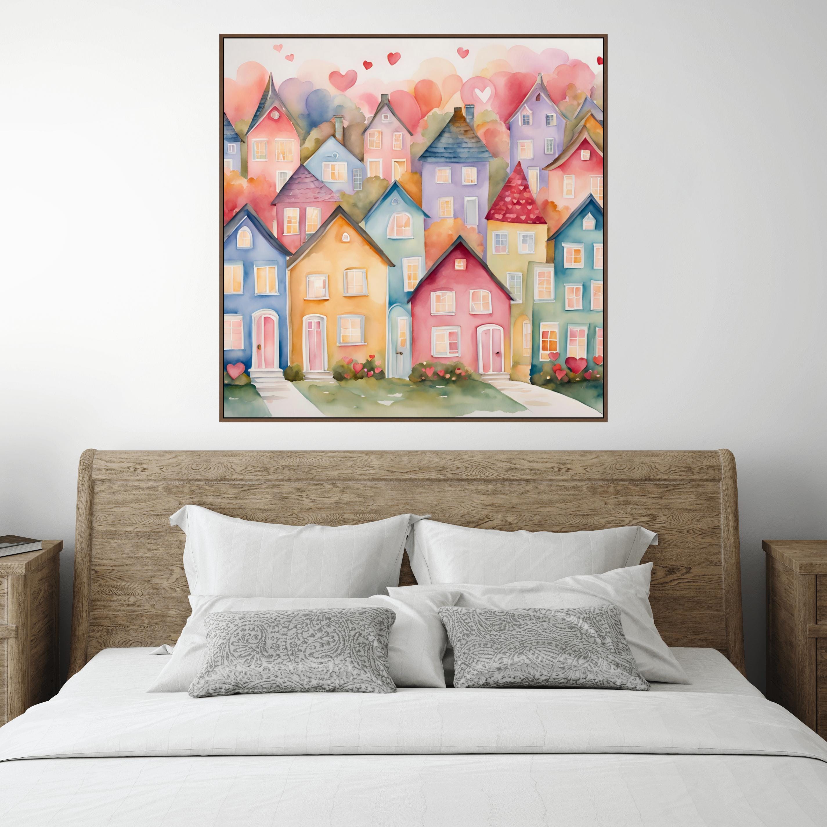 Charming Watercolor Houses With Hearts - Etsy