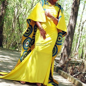 Yellow Dress and African Print Cape - Etsy