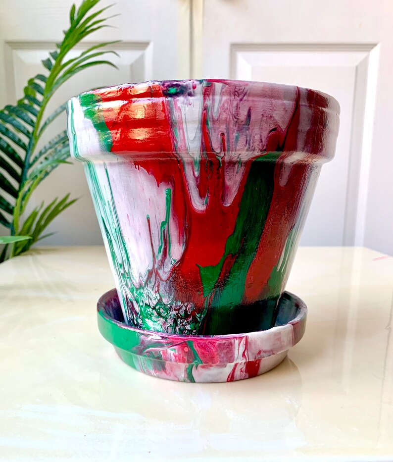 6 Flower Pot, 6 Inch Hand Painted Pot, Painted Pottery, Gifts for ...